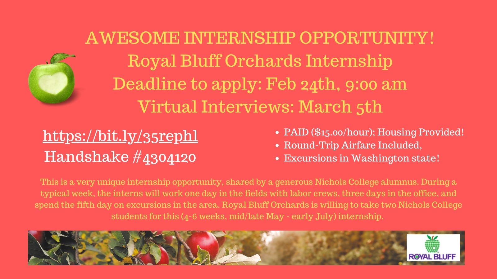 INCREDIBLE Internship Opportunity! – Nichols College Career and ...