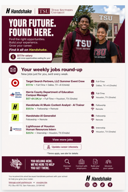 Handshake: For Students – Career Pathways Center | Texas Southern ...
