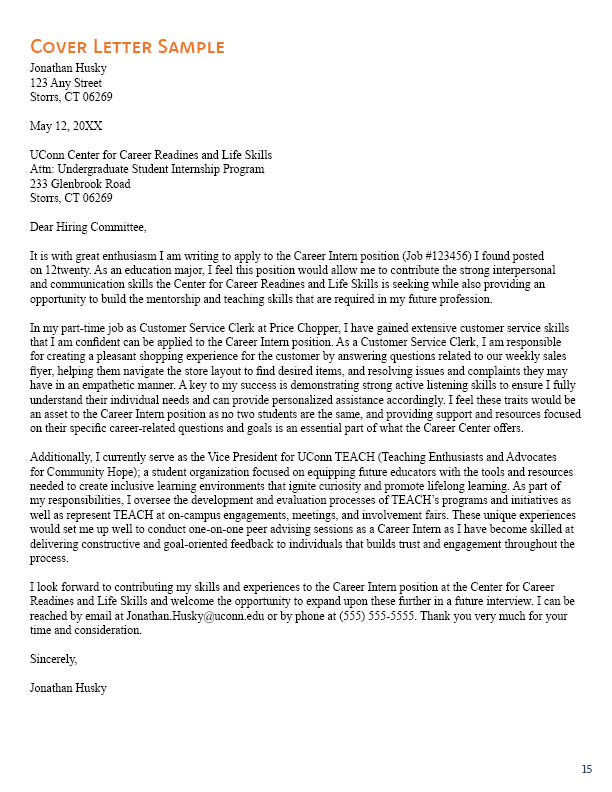 Writing Your Cover Letter – UConn Center for Career Readiness and Life ...