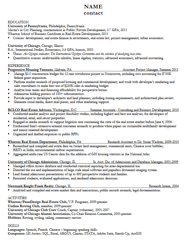 Master’s student resume samples – Career Services | University of ...