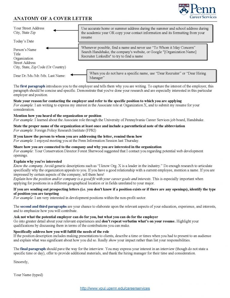 Cover Letter Writing Guide – Career Services | University of Pennsylvania