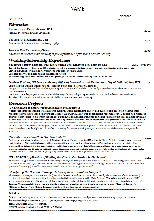 Master’s student resume samples – Career Services | University of ...
